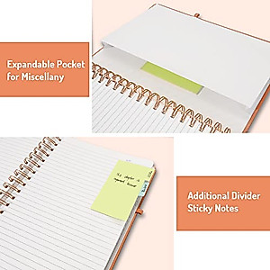 Forvencer Lined Spiral Journal Notebook with 300 Numbered Pages, B5 College Ruled Thick Journals for Writing with 100GSM Paper, Hardcover Notebooks with Contents for Work, School, Women, Men, Orange