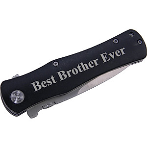 Best Brother Ever Folding Stainless Steel Pocket Knife, (Black Handle