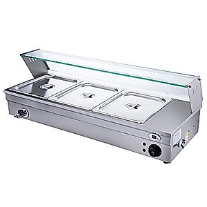 2000W Commercial Buffet Electric Food Warmer, Electric Countertop Food Warmer, 86-185℉ Steam Table with Lids for Restaurants, CE/CCC (3pcs Pans 95cm)