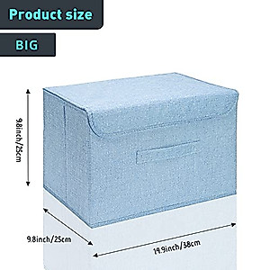 foldable storage box 2 storage boxes，storage bins，storage bins with lids，One big and one small. filing cabinets for home office. linen storage box, used to store toys, clothes, paper and books. (BLUE)