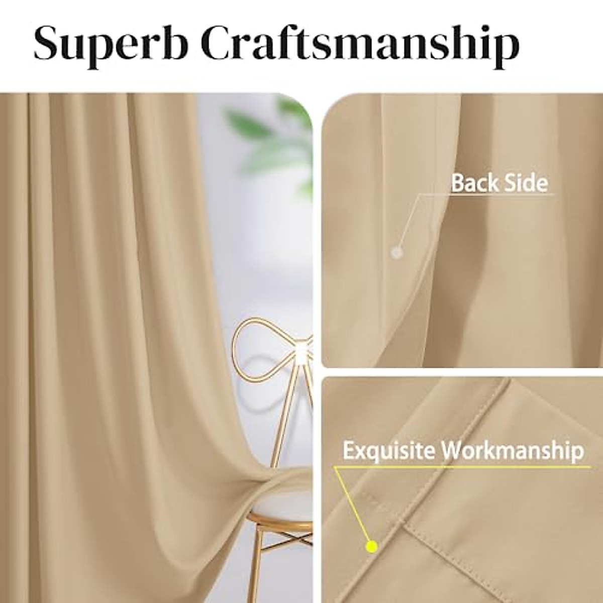 Rose Home Fashion Room Divider Curtain,Blackout&Thermal&Thick 108 inches Long Curtain,Extra Long and Wider Curtain,9 feet Blackout Curtains,Over Sizes Curtains(100by108 Inches(8.5'x9')-Biscotti Beige)