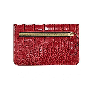B-Low the Belt Red Faux Crocodile Skin Stitched Card Holder Wallet