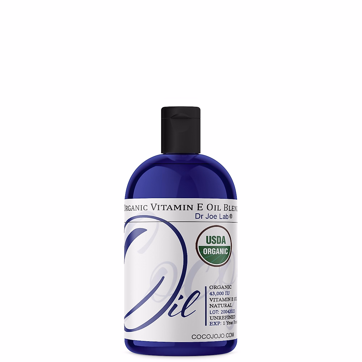 Dr Joe Lab Vitamin E Oil for Skin, Organic Vitamin E Oil for Hair, Face, Liquid Vitamin E, Vitamin E Body Oil, 100% Pure Natural Cold Pressed Unrefined, Moisturizes & Nourishes, Non GMO - 8 Oz