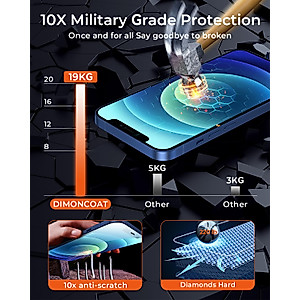 DIMONCOAT 4-PACK Screen Protector Compatible with iPhone 12/ iPhone 12 Pro [Auto Alignment Kit] [10X Military Protection] for 12/12 Pro 6.1'' HD Diamonds Hard Tempered Glass Zero Bubble