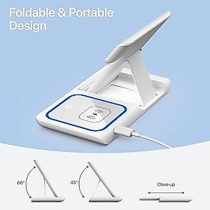Wireless Charger, 3 in 1 15W Fast Charging Dock Stand for iPhone 15/14/13/12/11/Pro Max/XS/XR/X/8 Plus/8, Compatible with Apple Watch Series and AirPods 3/2/Pro （White）