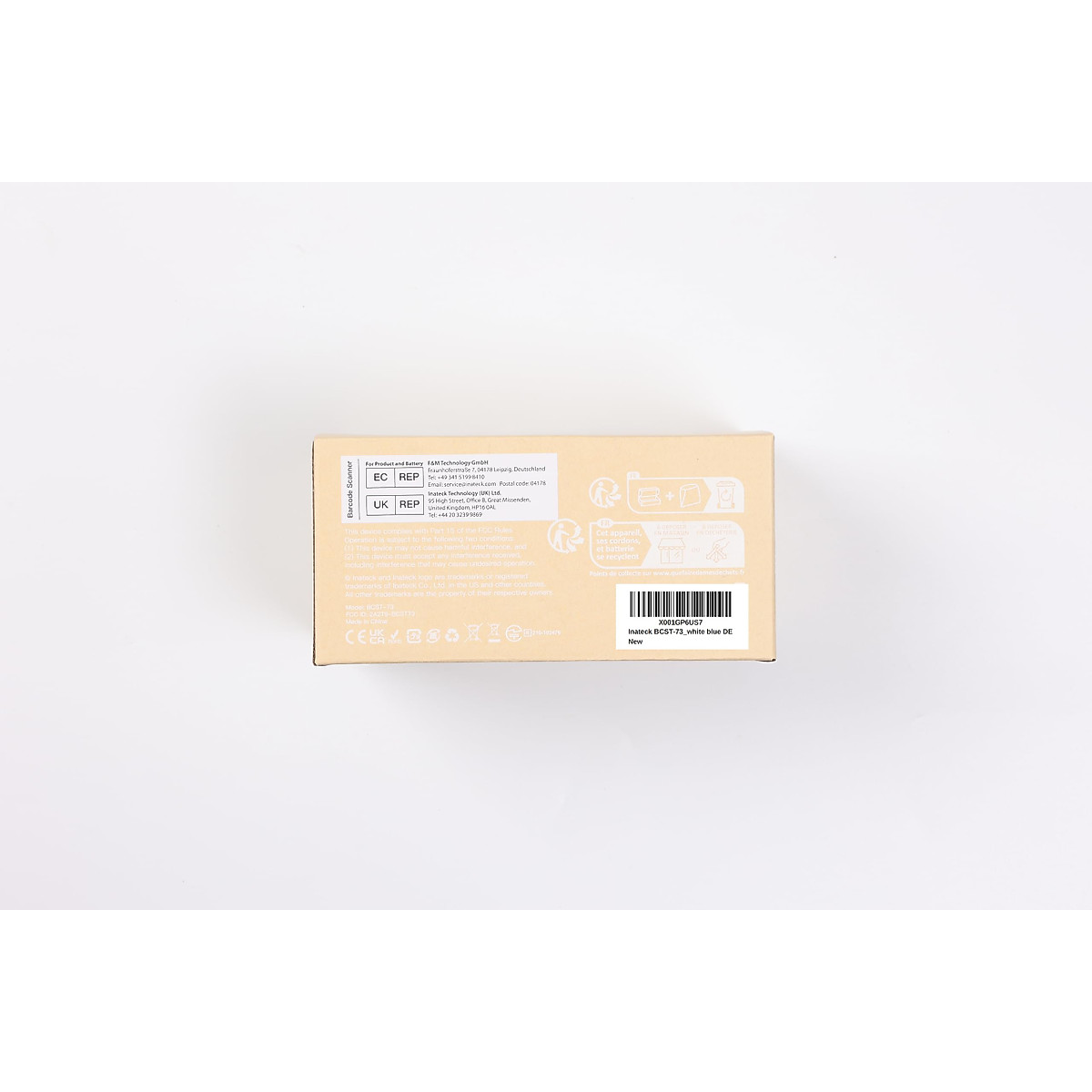 Inateck Bluetooth Barcode Scanner, 2D Wireless Barcode Scanner, Bluetooth 5.0 and 2.4Ghz Adapter, 3 in 1 Reader, Support GS1 Barcode, BCST-73 Blue White