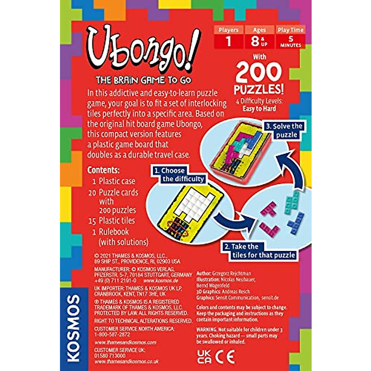 Ubongo The Brain Game to Go | Thames & Kosmos | Fast-Paced, Addictive, and Easy-to-Learn | Convenient Self Contained Carrying Case | Solo Geometric Puzzle Game | for Ages 8 and Up