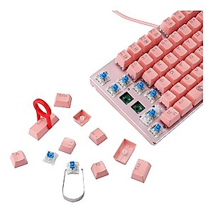 60% Mechanical Keyboard and Gaming Mouse, Mouse Pad Combo. 81 Keys Rainbow Backlit Keyboard (Blue Switch) Pink