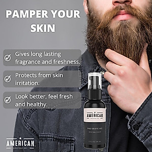 Pre-Shave Oil for Effortless, Smooth & Irritation-free Shave, For Men’s Skin Care Natural Handcrafted Blend Argan & Jojoba Oil, Protects Razor Burn, Premium Pre-Shave Oil by American Shaving Co - 2 Oz
