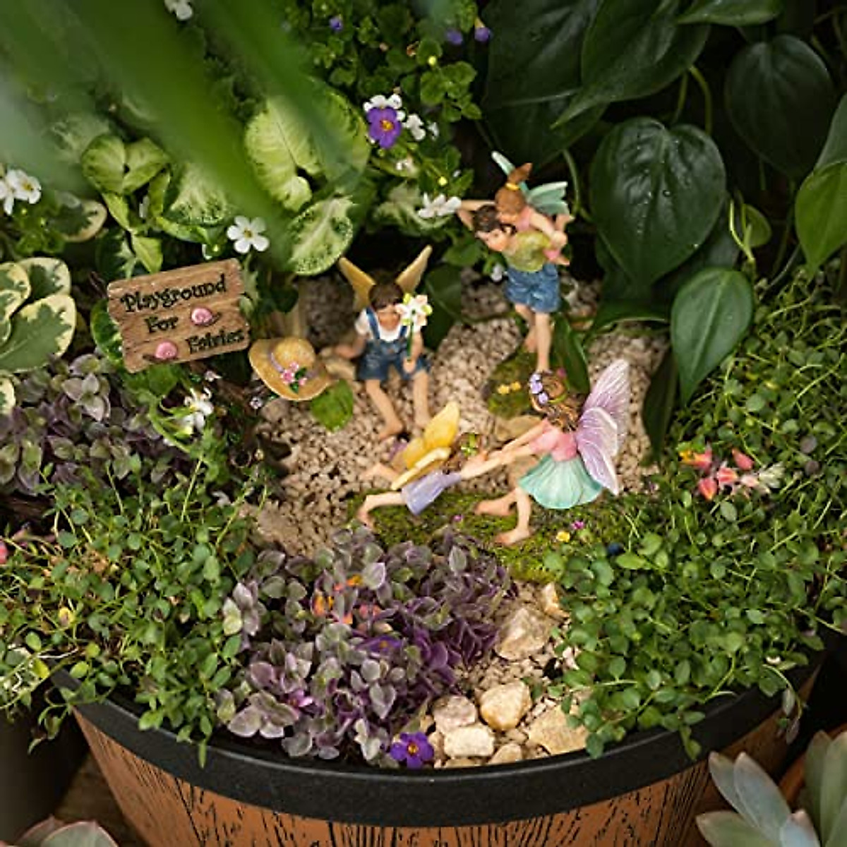 PRETMANNS Fairy Garden Accessories Outdoor - Fairies for Fairy Garden - Miniature Fairy Garden Fairies for Garden - Boy & Girl Garden Fairies Supplies - Fairy Garden Figurines Playground Kit 4 Pieces