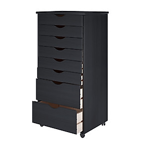 Adeptus Original Roll Cart, Solid Wood, 6+2 Drawer Extra Wide Drawers Roll Carts, Black