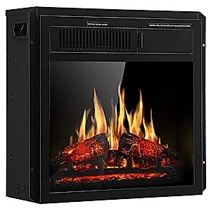 R.W.FLAME Electric 20'' Fireplace Wooden Surround Firebox Free Standing, Adjustable Led Flame, Remote Control 750-1500W(20''X18'')