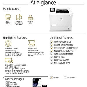 HP Laserjet Enterprise M608n Single-Function Wired Monochrome Laser Printer, White - Print only - 2.7" LCD, 65 ppm, 1200 x 1200 dpi, USB and Ethernet Connectivity, Manual Duplex Printing