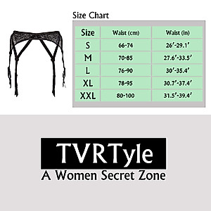 Women's Black Lace 6 Straps Metal Buckles Sexy Garter Belt for Stockings S513 (Large)