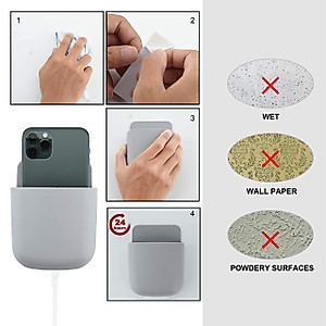 Cosmos Pack of 2 Remote Control Holder Wall Mount Adhesive Phone Holder Wall Mount Storage Organizer Box Phone Charging Storage Box for Home Office Bedroom Living Room