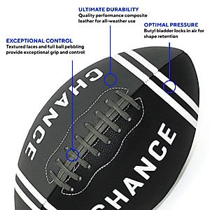 Chance Football - PRO Quality Composite Leather (Size 7 Kids & Youth Football, 9 Adult Football) (9 Official - 11" x 7" x 20.5", Sebastian - Beige & Navy Blue)