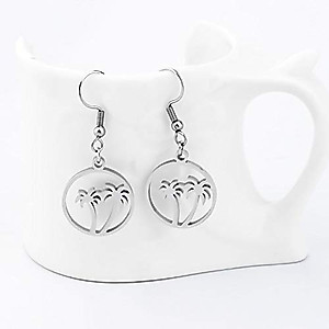 BEKECH Tropical Coconut Palm Tree Cut Out Earring Summer Beach Jewelry Holiday Bridal Beach Wedding Jewelry for Bridesmaid