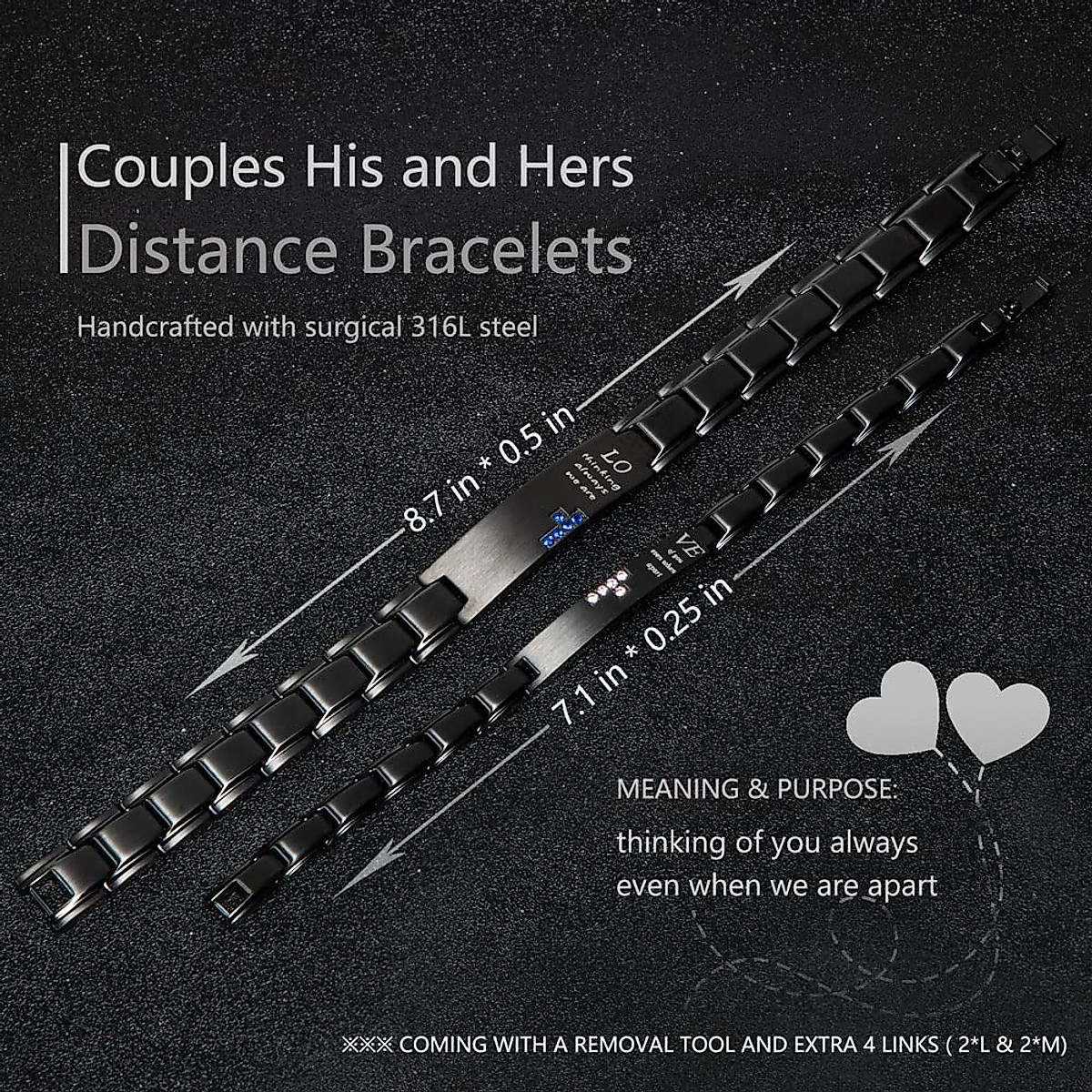 Wolentty Couples His and Hers Matching Bracelets Love Bracelet Gifts for Valentine's Day (His & Hers)