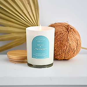 Beautifully Balanced Scented Lidded Glass Soy Candle, Relax + Renew, 9.3 oz.