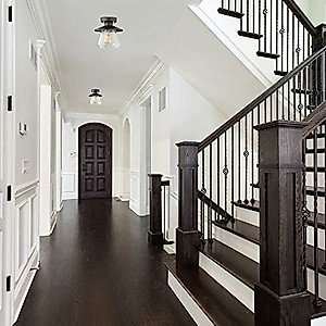 Globe Electric 64846 1-Light Semi-Flush Mount Ceiling Light, Oil Rubbed Bronze, Clear Glass Shade, Ceiling Light Fixture, Light Fixtures Ceiling Mount, Bedroom Lights for Ceiling, Dining Light Fixture