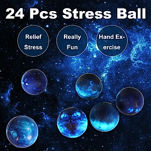 Mydio Set of 24 Stress Balls Stress Reliver Party Soft PU Ball Assorted Colors Random Pattern Party Toys Kids Play Ball Toddler Ball 24 Pack
