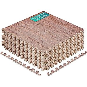 Yes4All Interlocking Foam Tiles, Non-Slip Foam Floor Tiles for Home Gym- Oak Wood Dark, 12 Tiles 24"x 24"x 7/16" Cover 48 Sqft