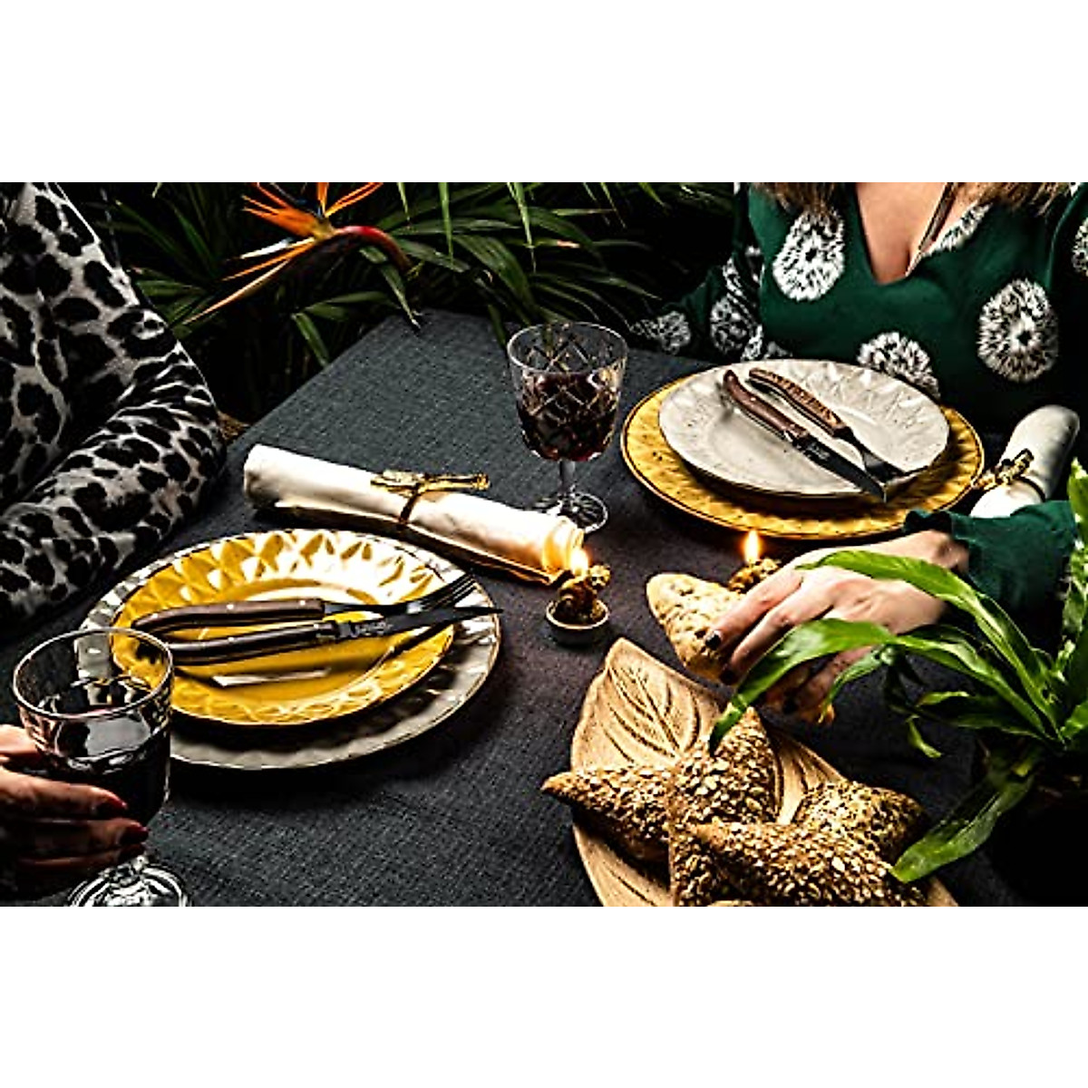 Laguiole Style de Vie steak knives Luxury Line, set of 6, wenge wood, black