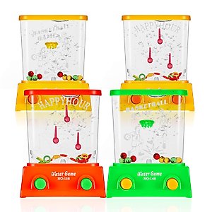 Gejoy 4 Pieces Water Games Handheld Valentines Day Gifts for Kids Mini Waterful Ring Toss Retro Pastime Toys Car Games Christmas Party Favor for Classroom Kids Adults Gifts(Chic Style)