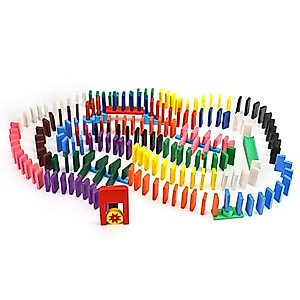 MCPINKY Super Domino Blocks, 720PCS+ Domino Starter Kit Bulk Dominoes Wooden Domino Blocks Colored Dominoes Building Block Tile Game Racing Educational Toy