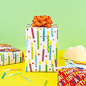 WRAPAHOLIC Birthday Reversible Wrapping Paper - Mini Roll - 17 Inch X 33 Feet - Happy Birthday Lettering on Red Design for Birthday, Holiday, Party, Baby Shower