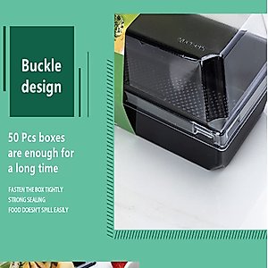 XIZHI 50Pcs Reusable Sandwich Box with Clear Lids Sandwich Plastic Container Sushi Container Box Swiss Roll Container for Cakes Cookies Pastries Dessert Fruits salad Display,7.5"x3.3"x2.3"
