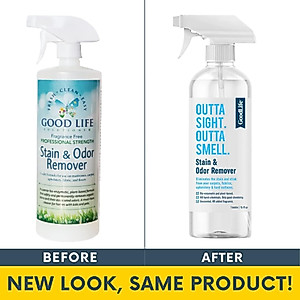 Good Life Solutions Natural Odor and Stain Remover Spray - Unscented Plant-Based Child and Pet Safe Cleaner Earth-Friendly Odor Eliminator Eco Cleaning Products for Home, Carpet, Upholstery 16 oz