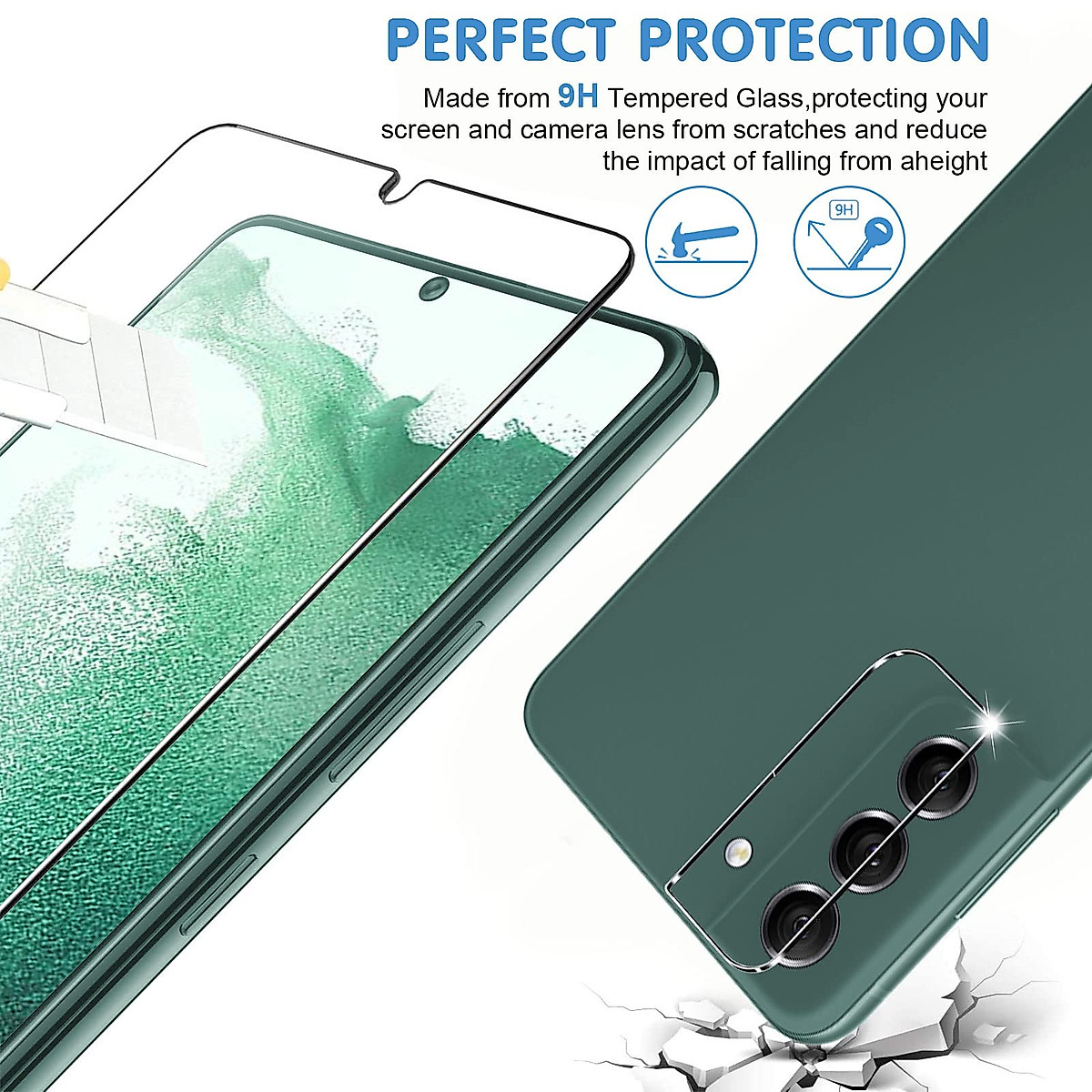 letosan [3+3 Pack] Glass Screen Protector for Samsung Galaxy S22 Plus 5G, 9H Tempered Glass, Ultrasonic Fingerprint Compatible,HD Clear Case Friendly for Galaxy S22 Plus Glass Screen Protector