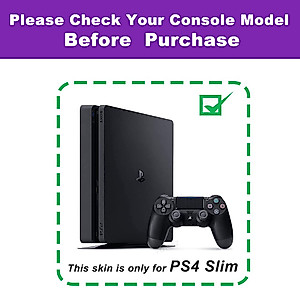 FOTTCZ Whole Body Vinyl Sticker Decal Cover for Playstation 4 Slim Console and Two Controller - Red Nebular