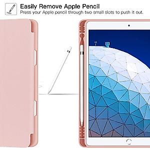 Ztotop Case for iPad Air 10.5" (3rd Gen) 2019/iPad Pro 10.5" 2017 with Pencil Holder, Ultra Slim Soft TPU Back and Trifold Stand Cover with Auto Sleep/Wake Full Body Protective Smart Case Rose Gold