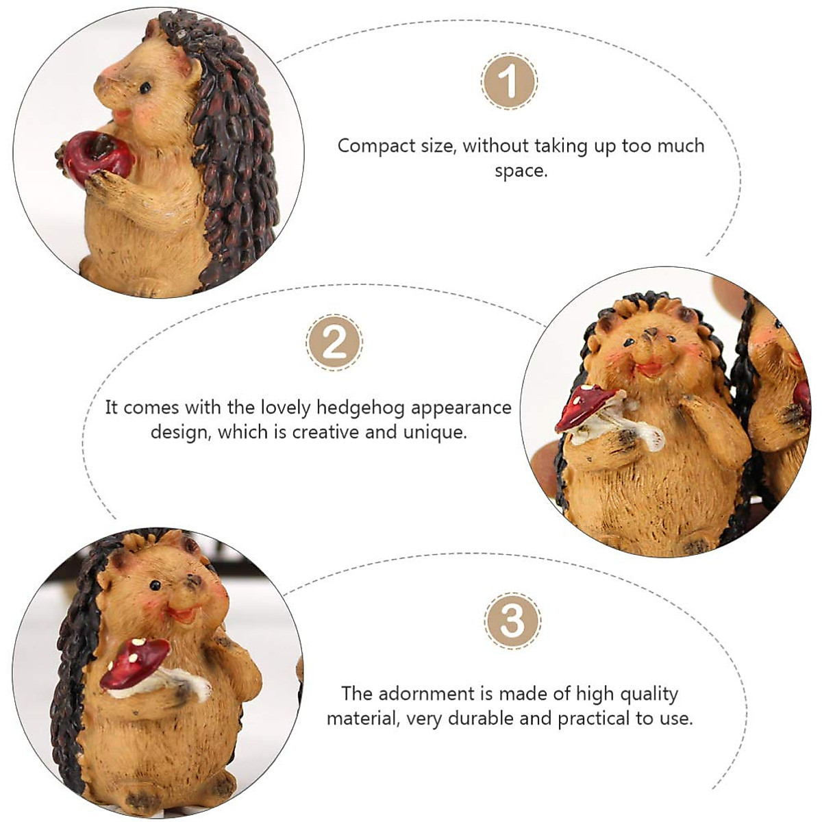 NUOBESTY 2pcs Animal Ornaments Resin Car Decor Ornament Animal Figurines Landscape Garden Decoration Miniature Ornament Hedgehog Statue Table top Decor Indoor Animal Ornament Crafts Cartoon