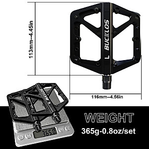 BUCKLOS MTB 170mm Square Taper Crankset, 104 BCD Mountain Bike Narrow Wide Tooth Chainring 32T, Single Speed Round Black Chainring and Crank，MTB Road Bike Black Lightweight Pedals