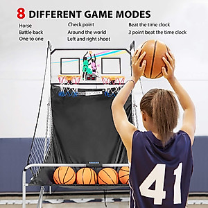 VIVOHOME Foldable Dual Shot Basketball Arcade Game Electronic for 2 Players with 8 Game Modes, 4 Balls and LED Scoring System Arcade Sounds Adults Indoor Outdoor