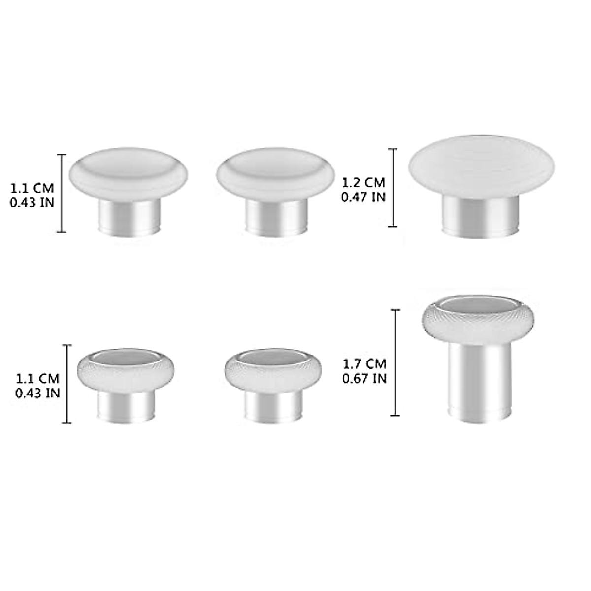 E-MODS GAMING 6 in 1 Metal Thumbsticks Replacement for Elite Series 2 Controllers Xbox One (Model1797) - Thumb Sticks for Elite Series 2 Core (White)