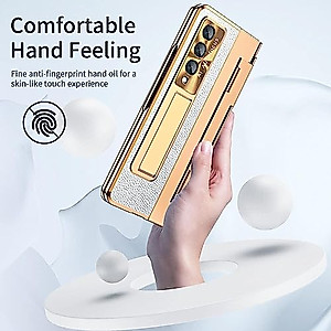MBROS Phone Case, Phone Case, Kickstand Function Full Protective Leather Case for Samsung Galaxy Z Fold4 Fold 4 5G Fold 3 Zfold4 Screen Tempered Glass Film