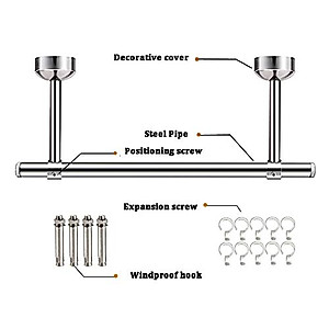 Drying Rack - Stainless Steel Fixed, Double Pole top Mounted Clothes Pole Clothes Rail, for Balcony Indoor Outdoor