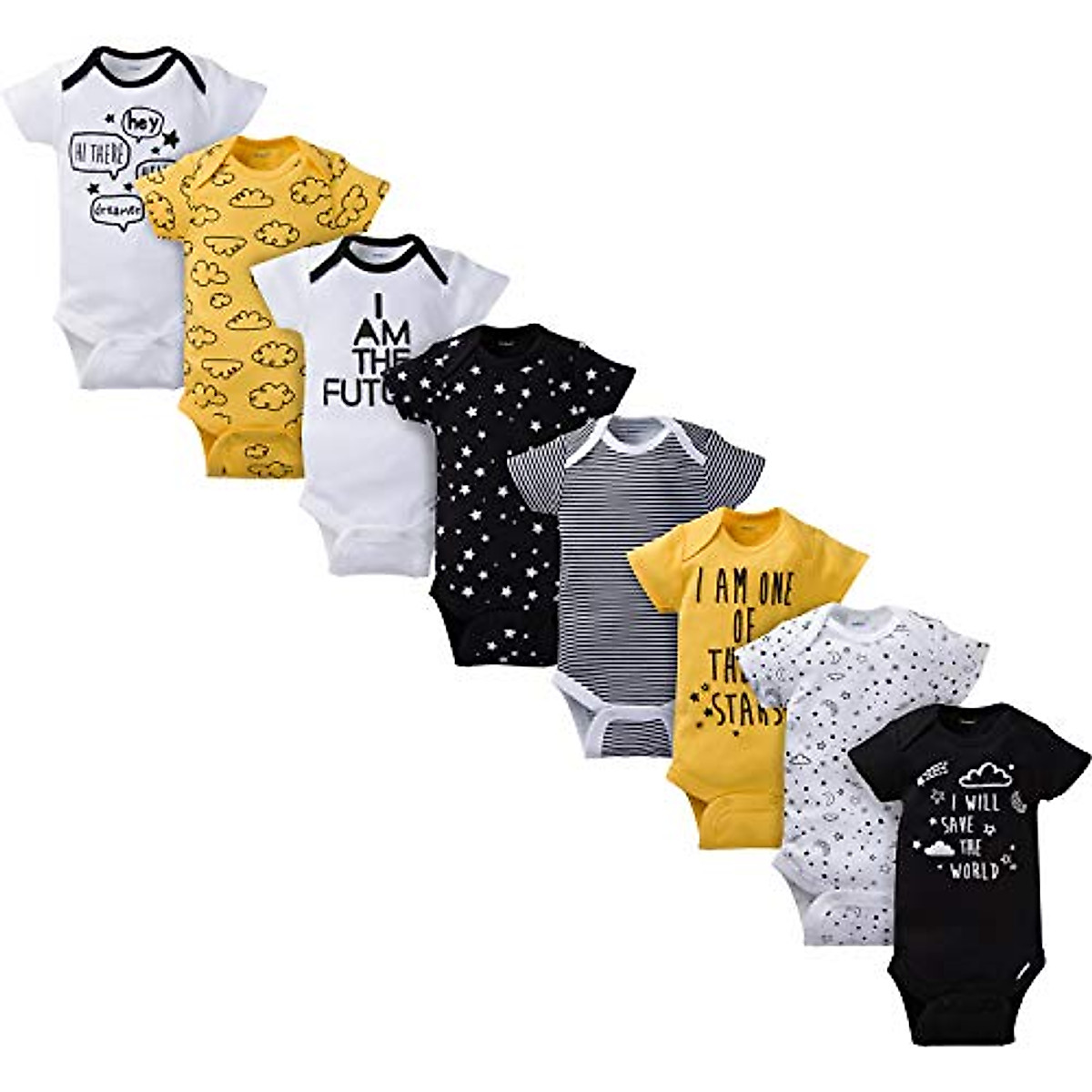 Gerber Baby 8-Pack Short Sleeve Onesies Bodysuits, Star, 3-6 Months