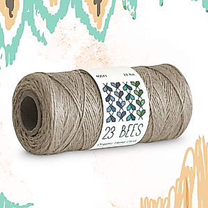 100% Organic Hemp Cord, Twine, String for Jewelry, Beading, Macrame, Crafts, 23 Bees (400ft x 22 lb.) Natural