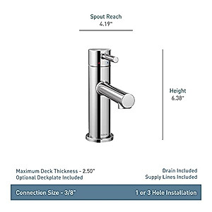 Moen Align Chrome One-Handle High-Arc Bathroom Faucet with Drain Assembly, 6190, 0.375