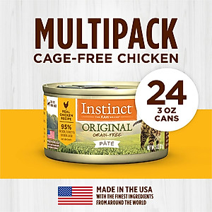 Instinct Original Grain Free Real Chicken Recipe Natural Wet Canned Cat Food, 3 oz. Cans (Case of 24)