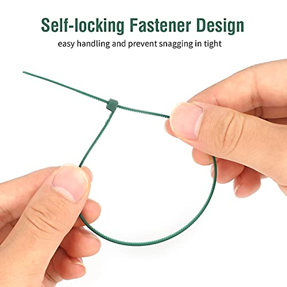 KINGLAKE 100 Pcs 3mm Dark Green Nylon Garden Cable Zip Ties Self Locking Cable Ties Twist Ties 10"