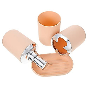 FRCOLOR 3 Sets Bathroom Set Bathroom Accessories Set Toothbrush Holder Plastic Soap Dispenser Black Trim Hand Wash Dispenser Apothecary Storage Jar Toothbrush Cup Personal Washing Cup Cans