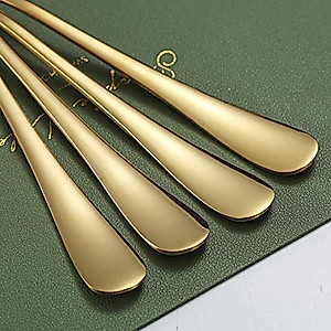 Gold Serving Spoons 4 Pieces, Kyraton Titanium Plating Serving Spoon, Include 2 Serving Spoon And 2 Slotted Spoons, Stainless Steel Serving Utensils, Serving Set Packing of 4