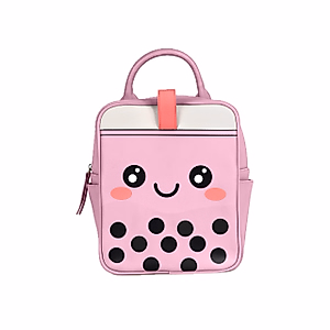 Boba Premium Faux-Leather Backpack, Crossbody, or Purse (Milk Tea)