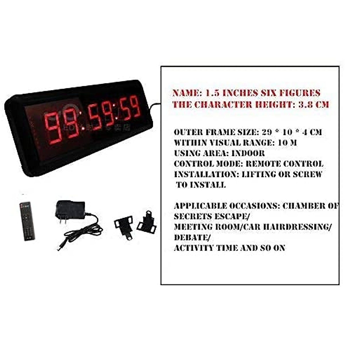Leadleds 1.5 inch Gym Timer, Digital Clock Display Countdown Count Up LED Timer for Home Office Use Stopwtach with Remote